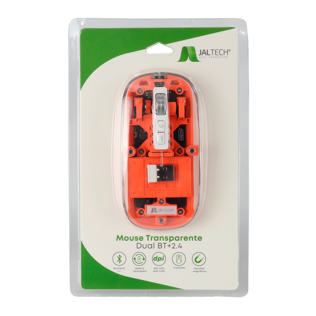 MOUSE TRANSPARENTE DUAL BT+2.5 - Jaltech SAS